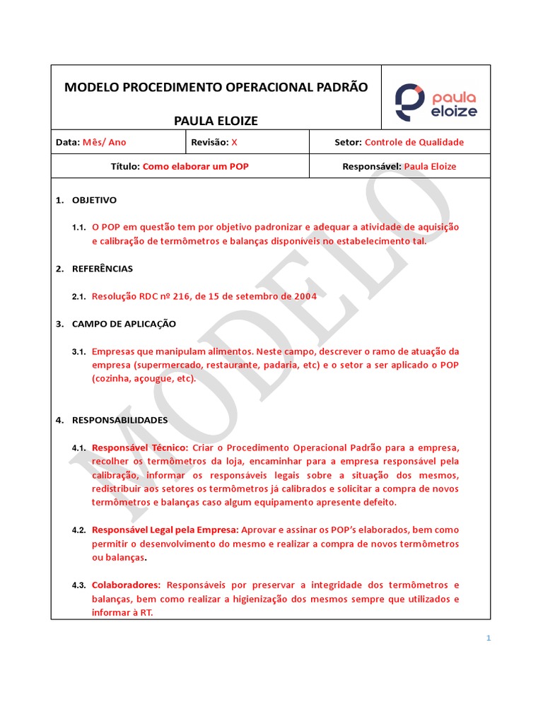 Como Elaborar Um POP | PDF | Qualidade (negócios) | Business