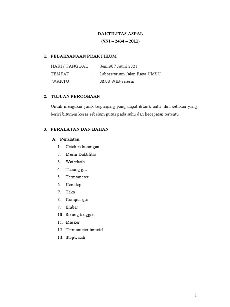 Pengujian Daktilitas Aspal AC60/70 | PDF | Sains & Matematika