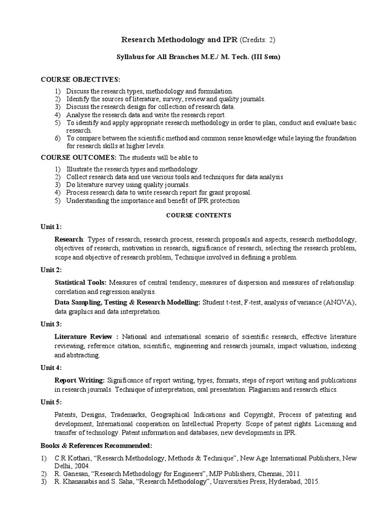 Research - Methodology and IPR | PDF | Scientific Method | Analysis Of ...