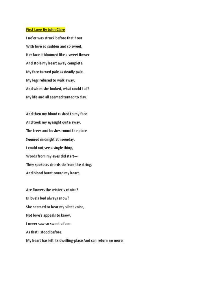 First Love by John Clare | PDF