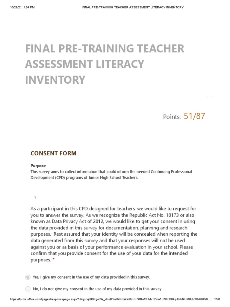 Pre-Training Teacher Assessment Literacy Inventory | PDF | Career & Growth