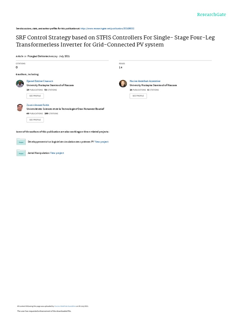 SRF Control Strategy based on STFIS Controllers For Single- Stage Four ...