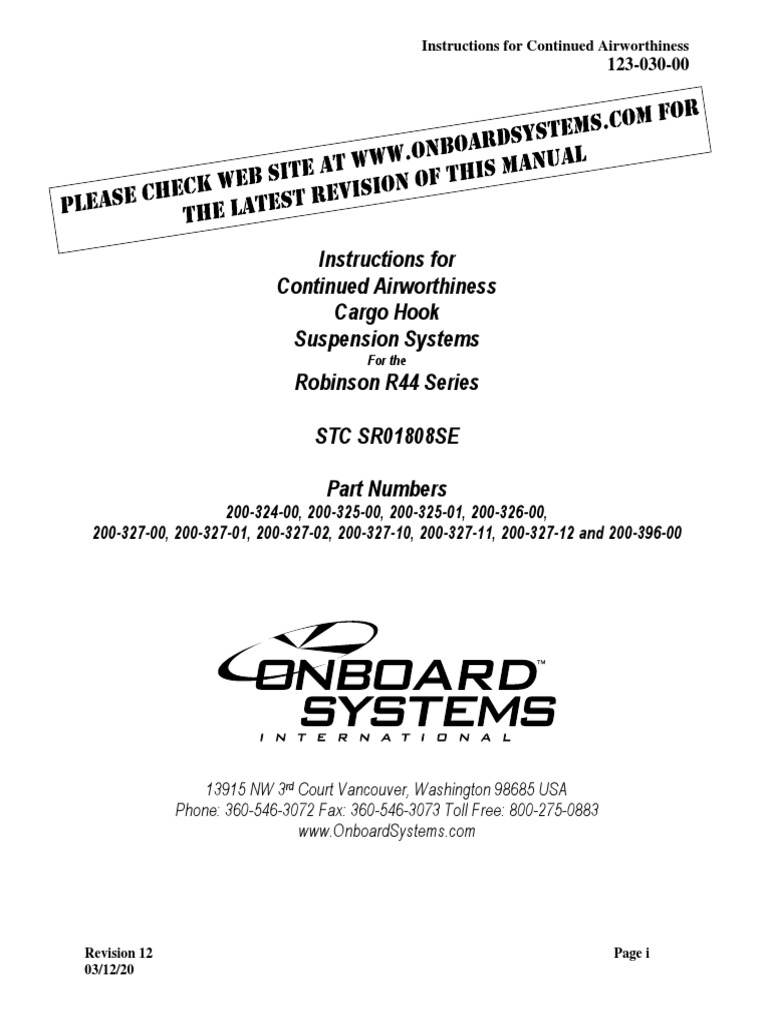 R44 ICA Cargo Hook | PDF | Federal Aviation Administration | Equipment