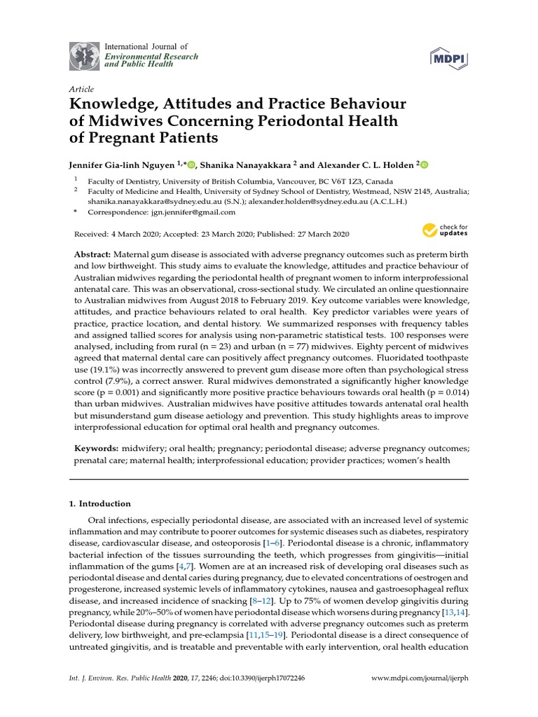 Knowledge Attitudes And Practice Behaviour Of Midwives Concerning Periodontal Health Of