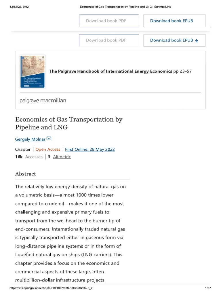 Economics of Gas Transportation by Pipeline and LNG - SpringerLink ...