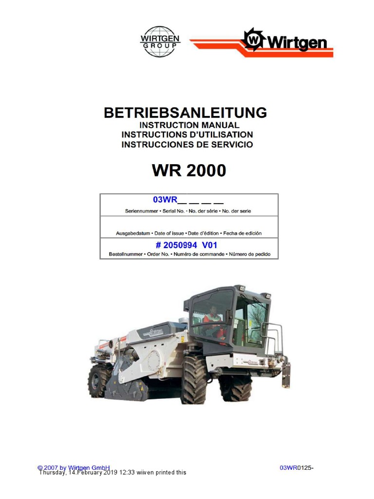 Manual de Servicio WIRTGEN 3 WR2000 | PDF | Information Science | Software