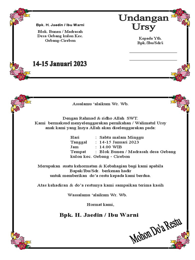 Undangan-Walimatul Ursy | PDF