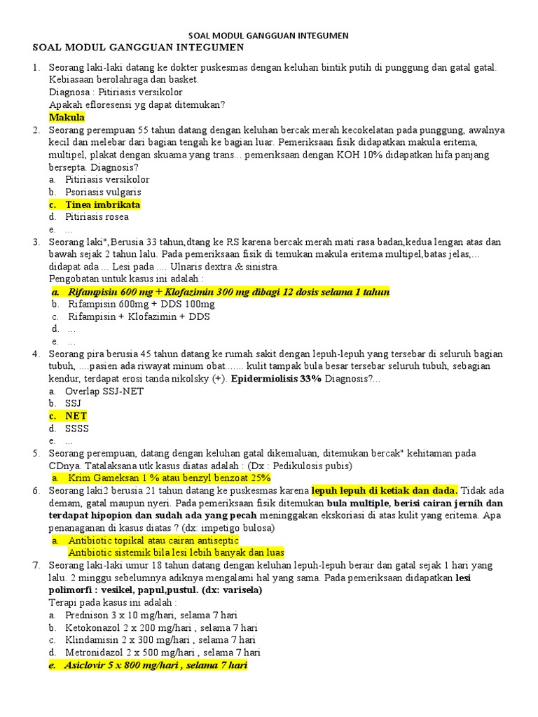 Soal Modul Gangguan Integumen | PDF