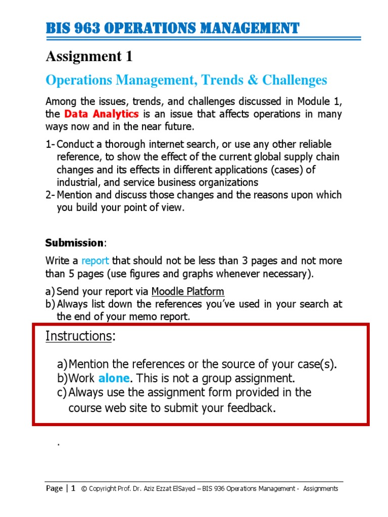 Assignment 1 - Intro To Operations Management | PDF Assignment 1 - Intro To Operations Management | PDF