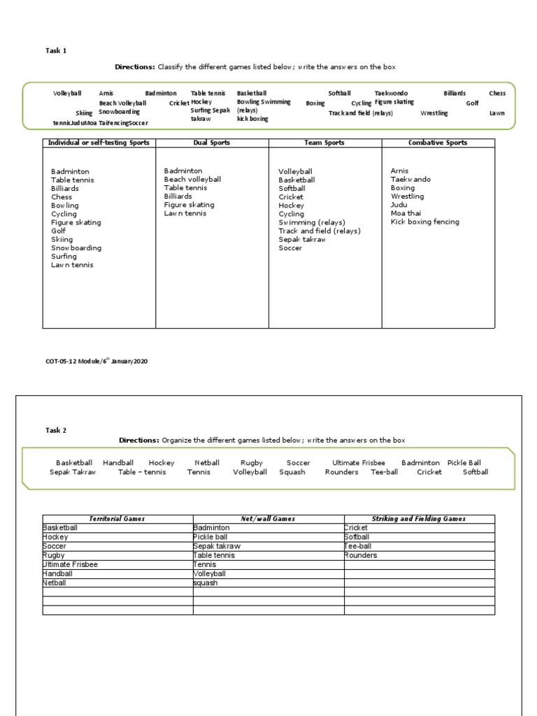 UNIT 1 Fundamental of Sports and Games (Task 1&2) | PDF | Entertainment | Recreation