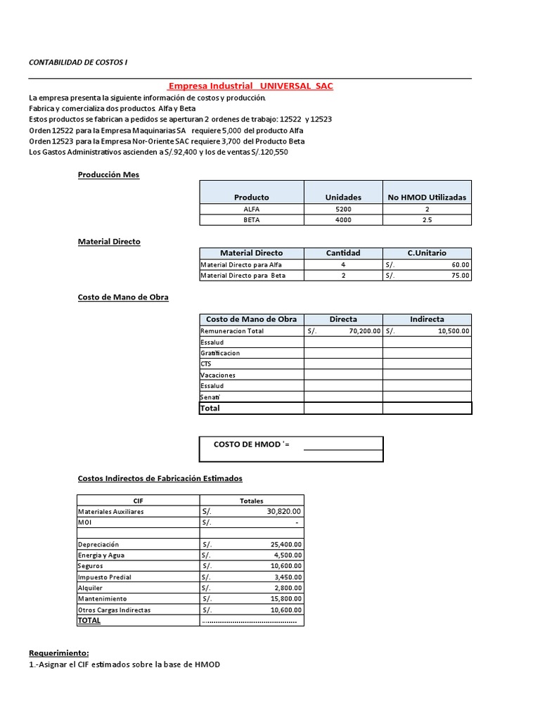 Caso Práctico Costos Por o Rdenes 2 | PDF | Costo | Procesos de negocio