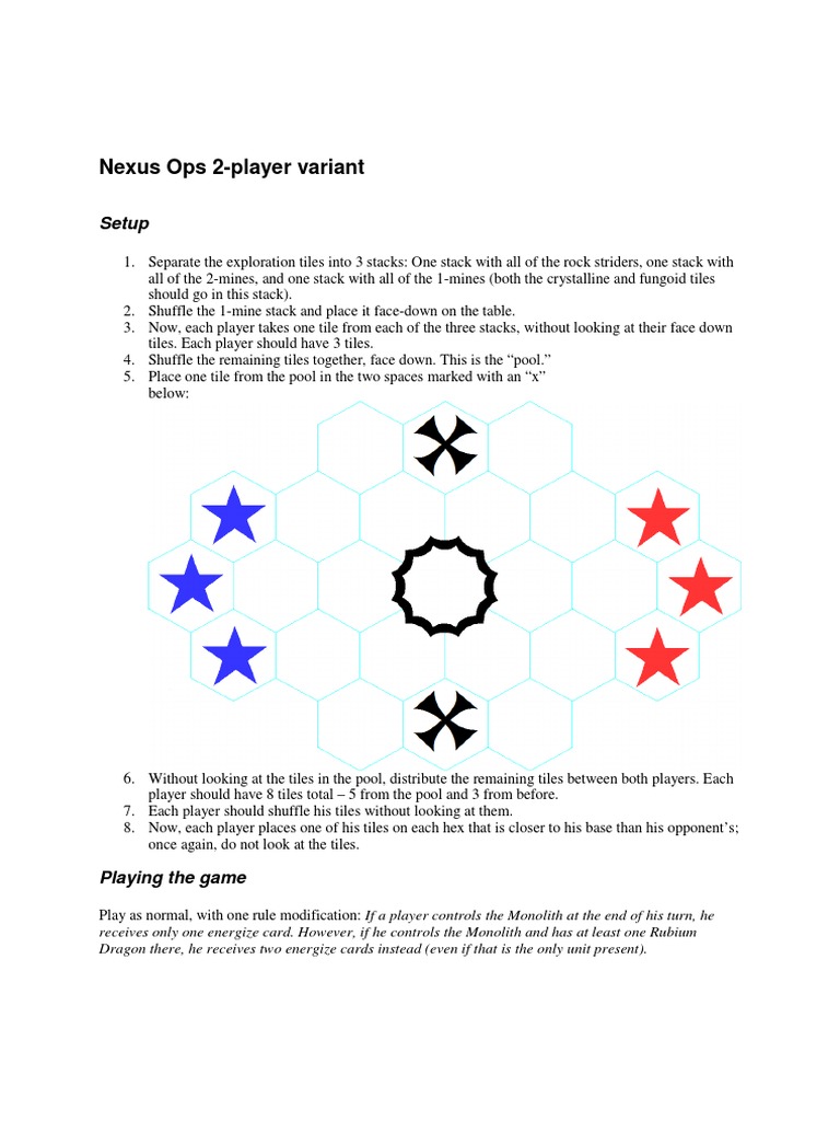 Nexus Ops 2-Player Game Setup Guide | PDF