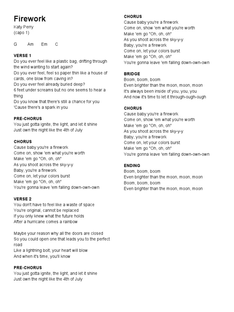 Katy Perry - Firework | PDF | Song Structure | Songs