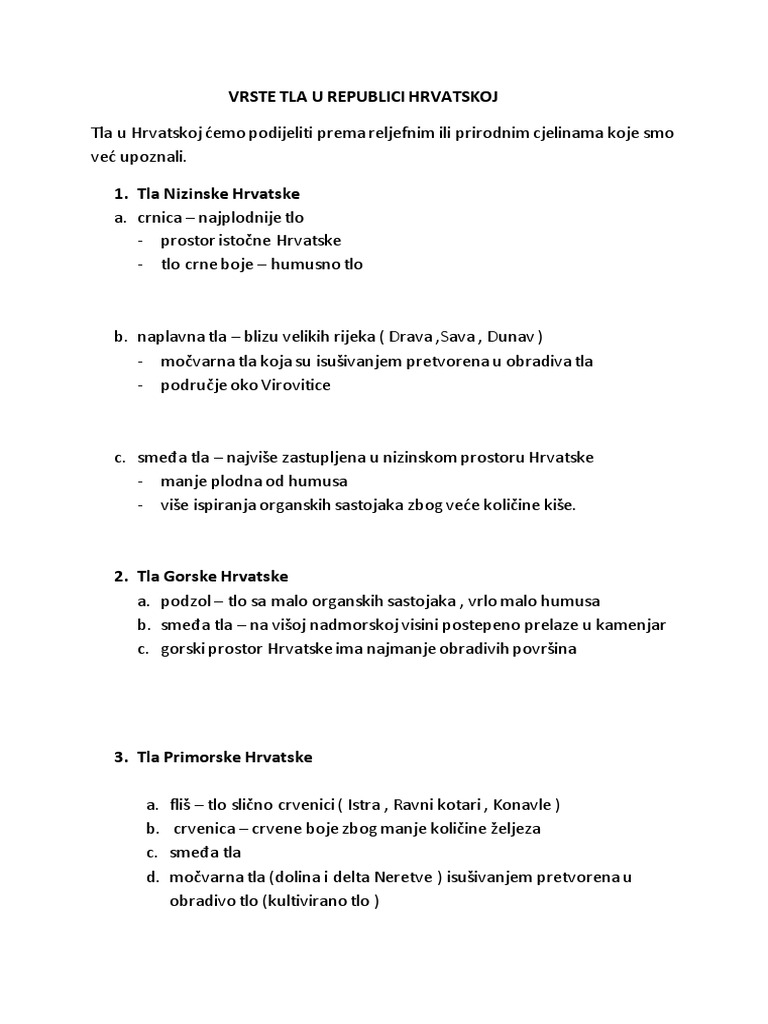 Vrste Tla U Republici Hrvatskoj - 6. | PDF