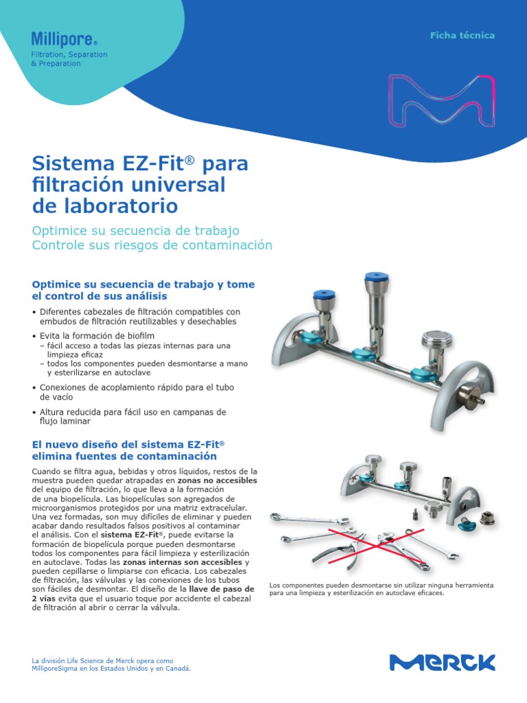 EZ Fit Manifold Specifications Merck Millipore | PDF | Esterilización ...