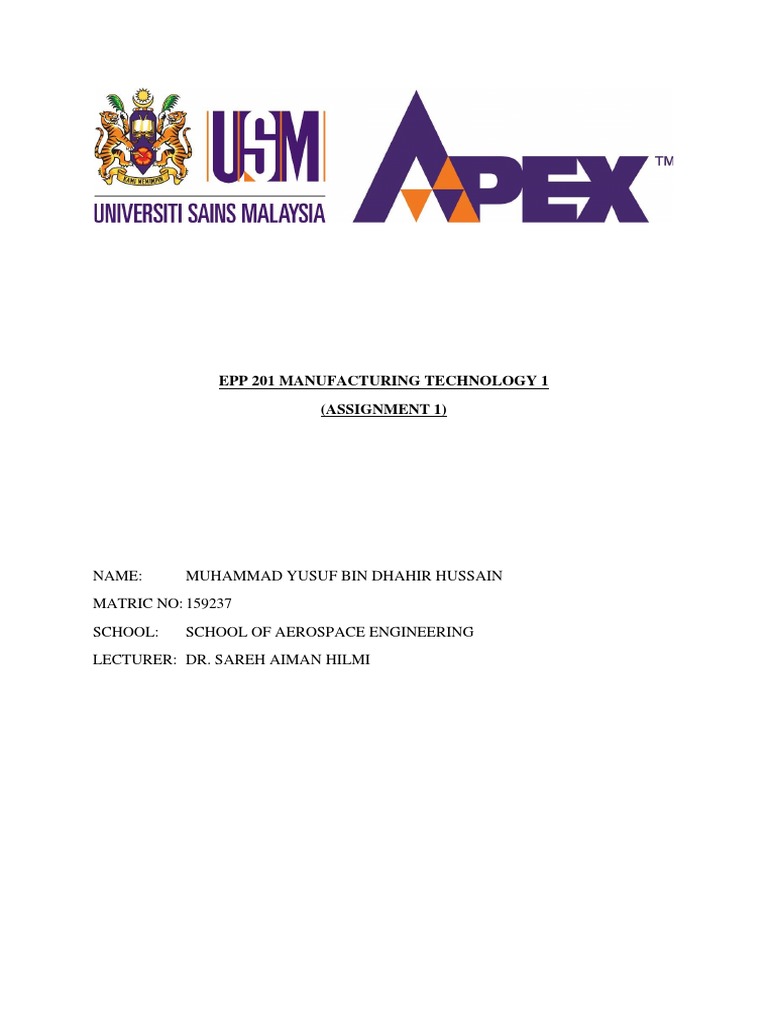 Assignment 1 Epp201 Yusuf | PDF | Machining | Grinding (Abrasive Cutting)