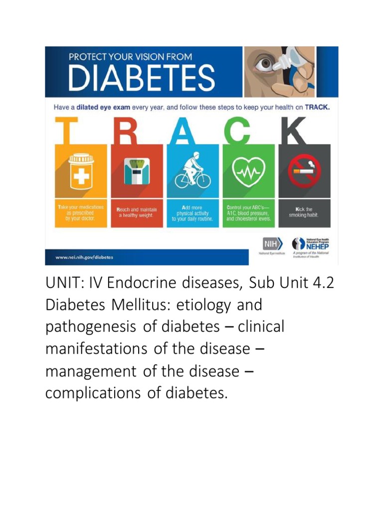 UNIT - IV Endocrine Diseases, Sub Unit 4.2 Diabetes Mellitus - Etiology ...