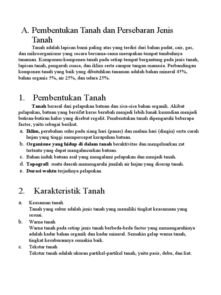Pembentukan Tanah Dan Persebaran Jenis Tanah | PDF Pembentukan Tanah Dan Persebaran Jenis Tanah | PDF