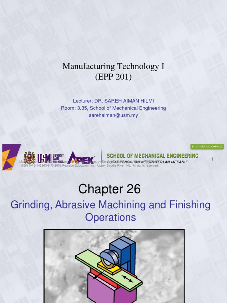 Ch26 - Grinding - Abrasive - Machining - Finishing - Operations-Part 1 | PDF | Grinding ...