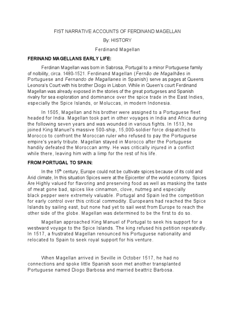 The Narrative Account of Ferdinand Magellan | PDF | Age Of Discovery