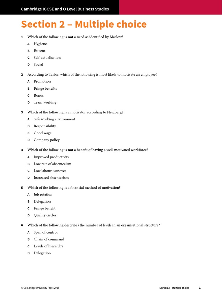 Section 2 - Multiple-Choice Questions | PDF | Employment | Communication
