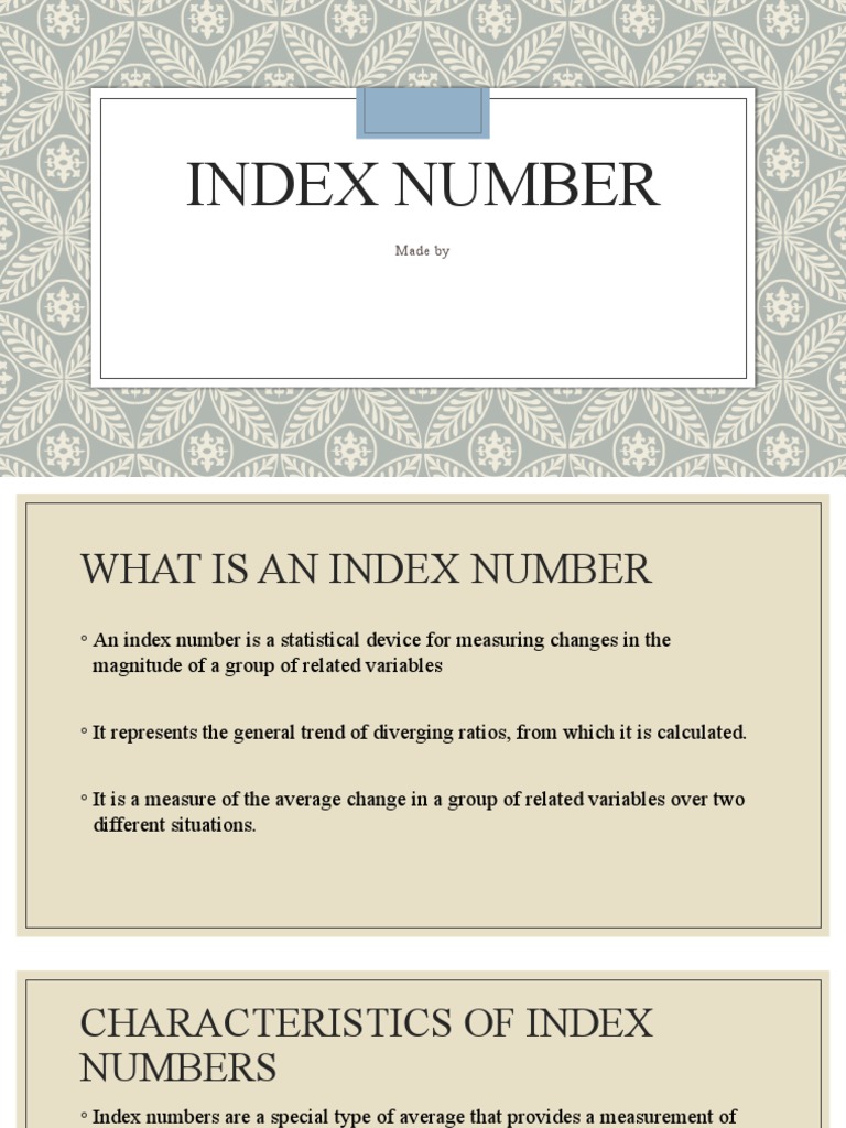Index Number | PDF | Price Indices | Index (Economics)