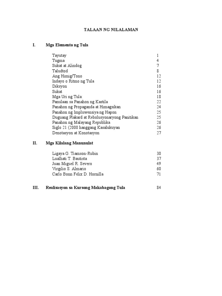 Talaan NG Nilalaman - Finals | PDF