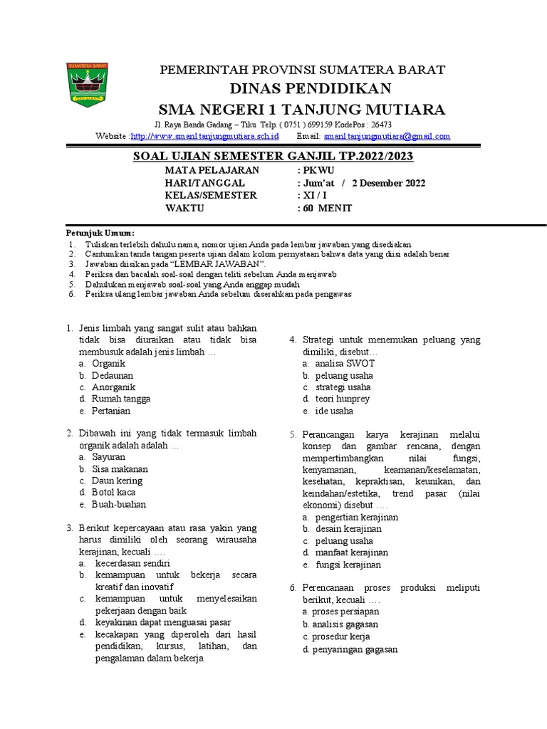 Soal Uas Pkwu | PDF