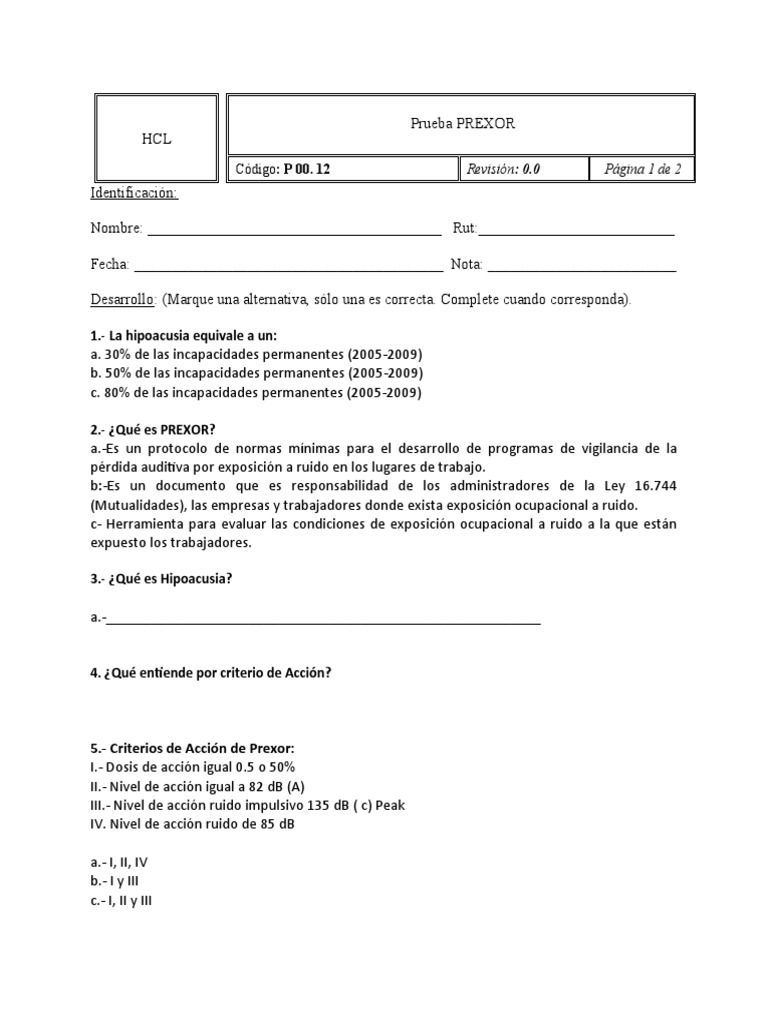 Prueba Prexor | PDF