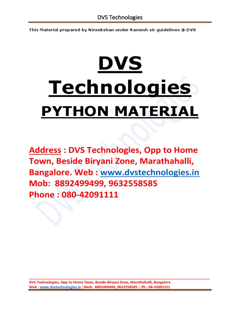 DVS Python Material | PDF