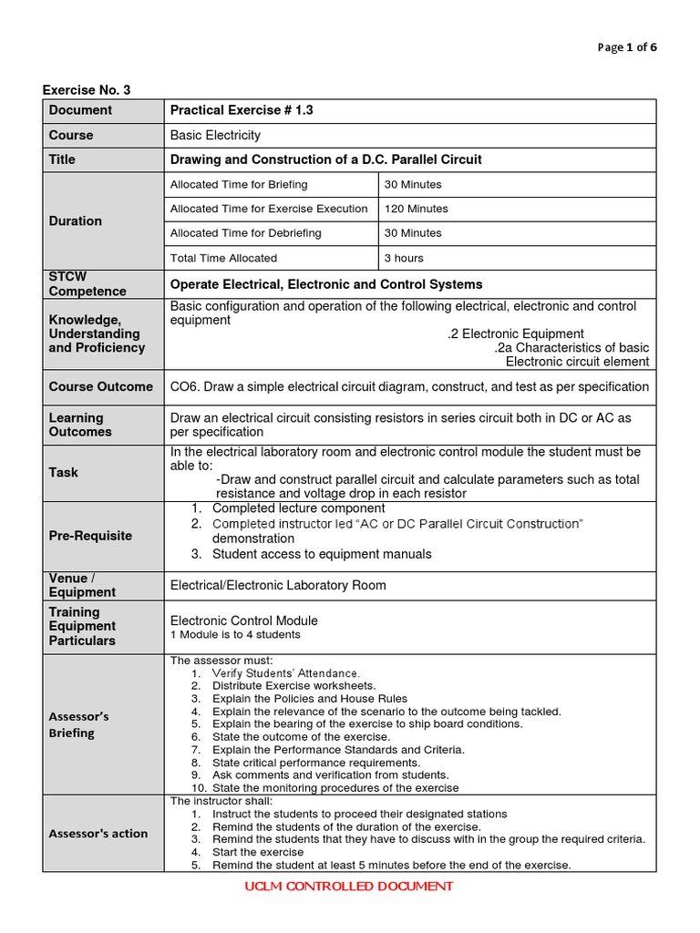 Electro 1 E3 Drawing and Construction of Electrical Circuit in Parallel ...