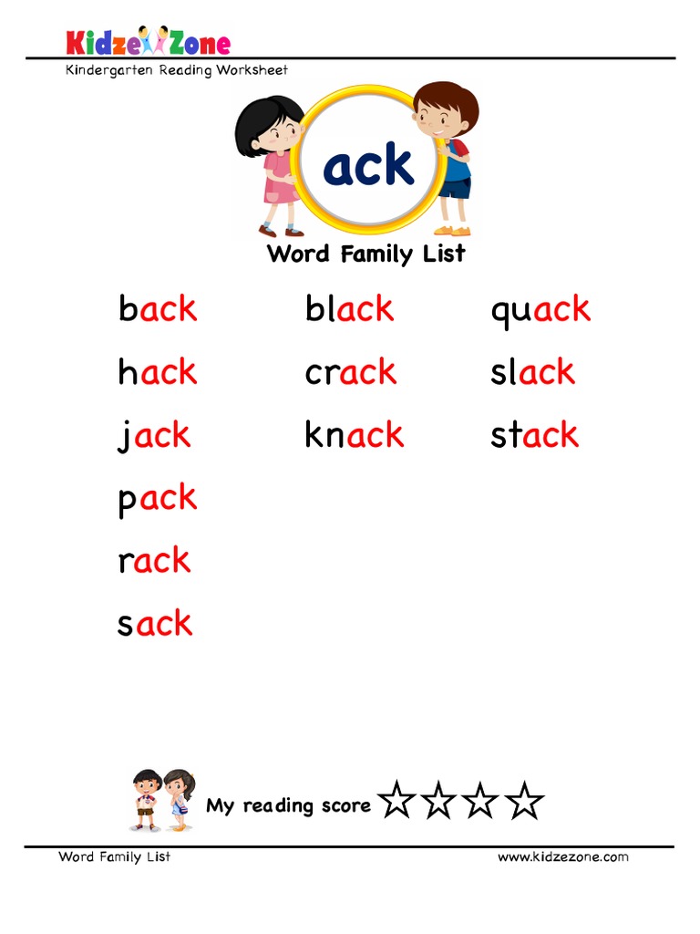 Ack Word Family Worksheet | PDF