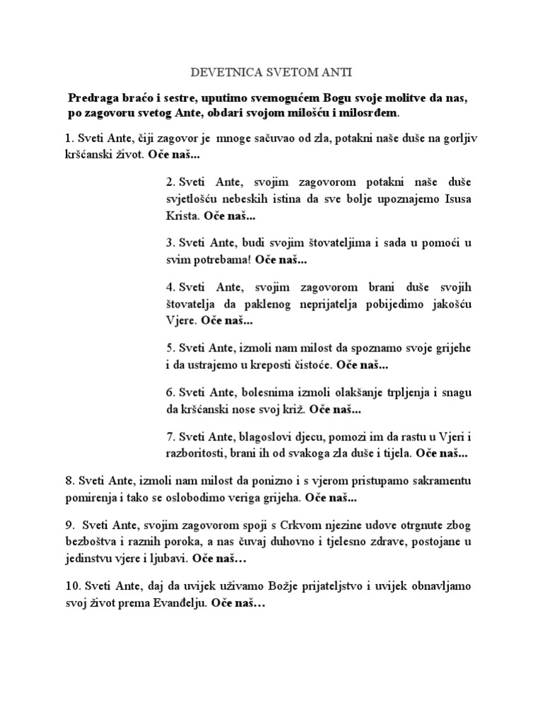 Molitve Sv. Anti | PDF