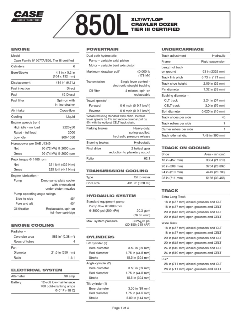 Case 850L 2008 Dozer | PDF | Horsepower | Manufactured Goods