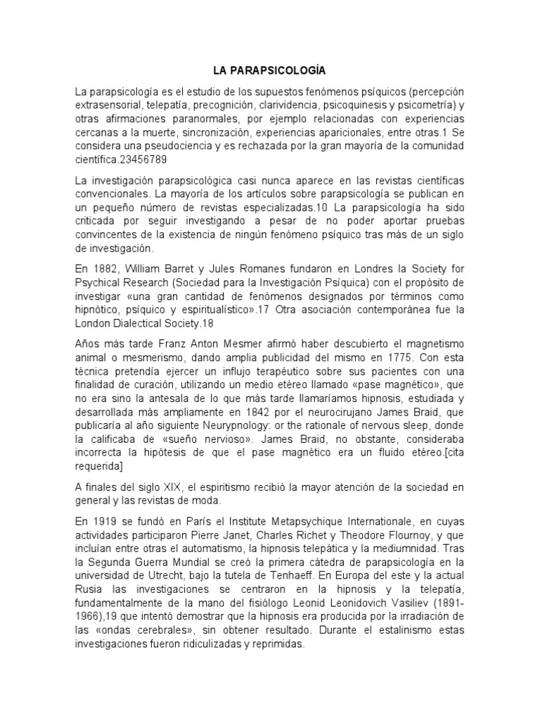La Parapsicología | PDF | Parasicología | Science