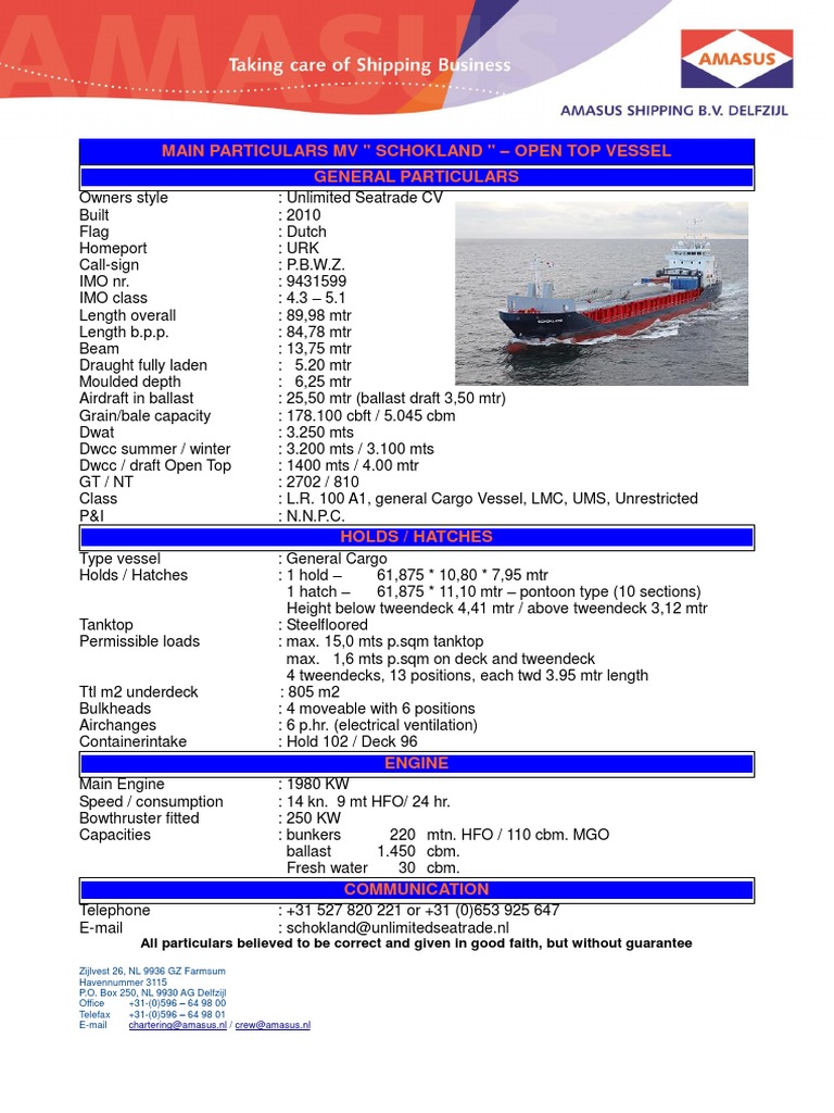 Schokland - Vessel Description | PDF