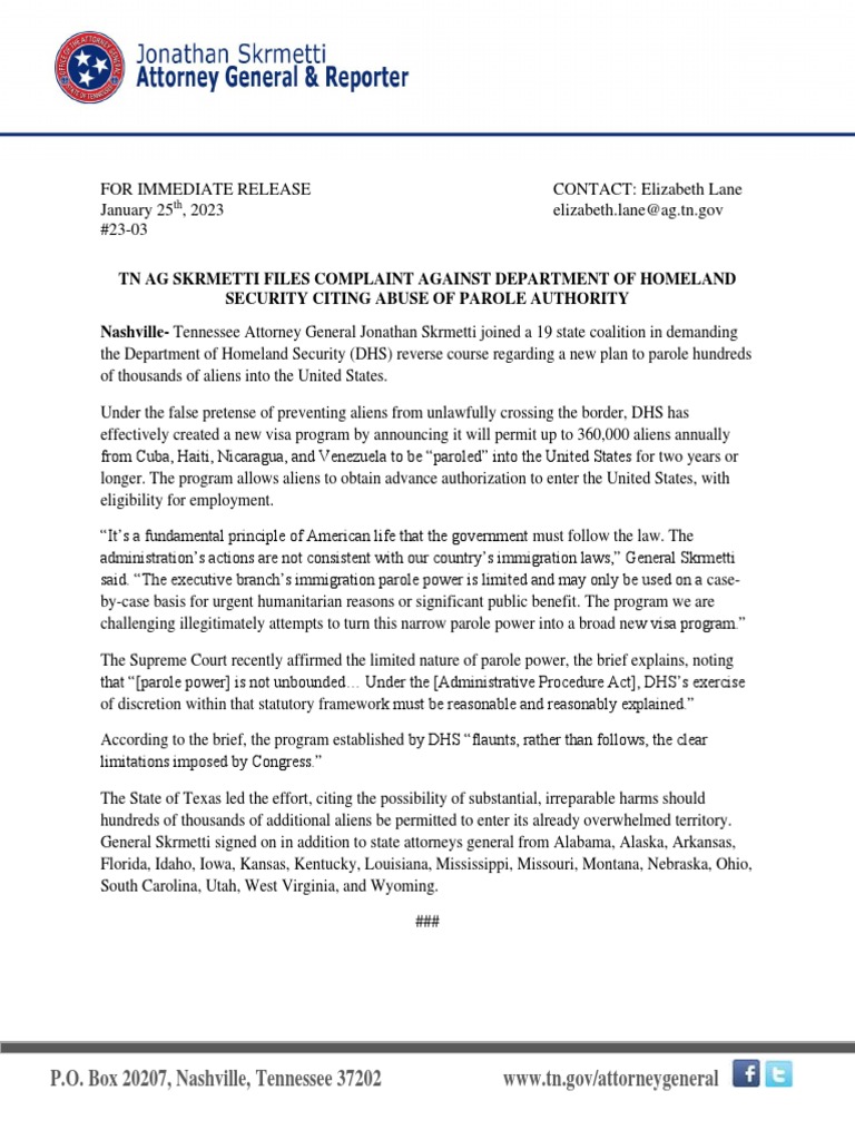 PR23 03 | PDF | U.S. State | United States Department Of Homeland Security