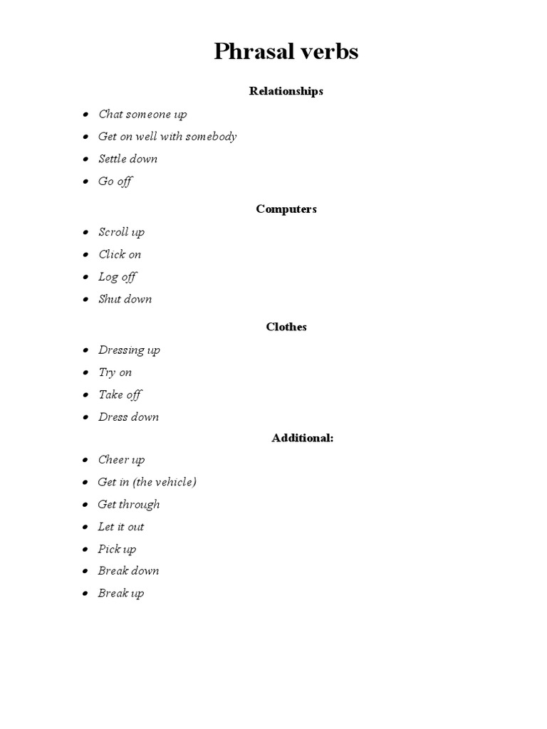 Phrasal Verbs: Relationships, Tech, and More | PDF