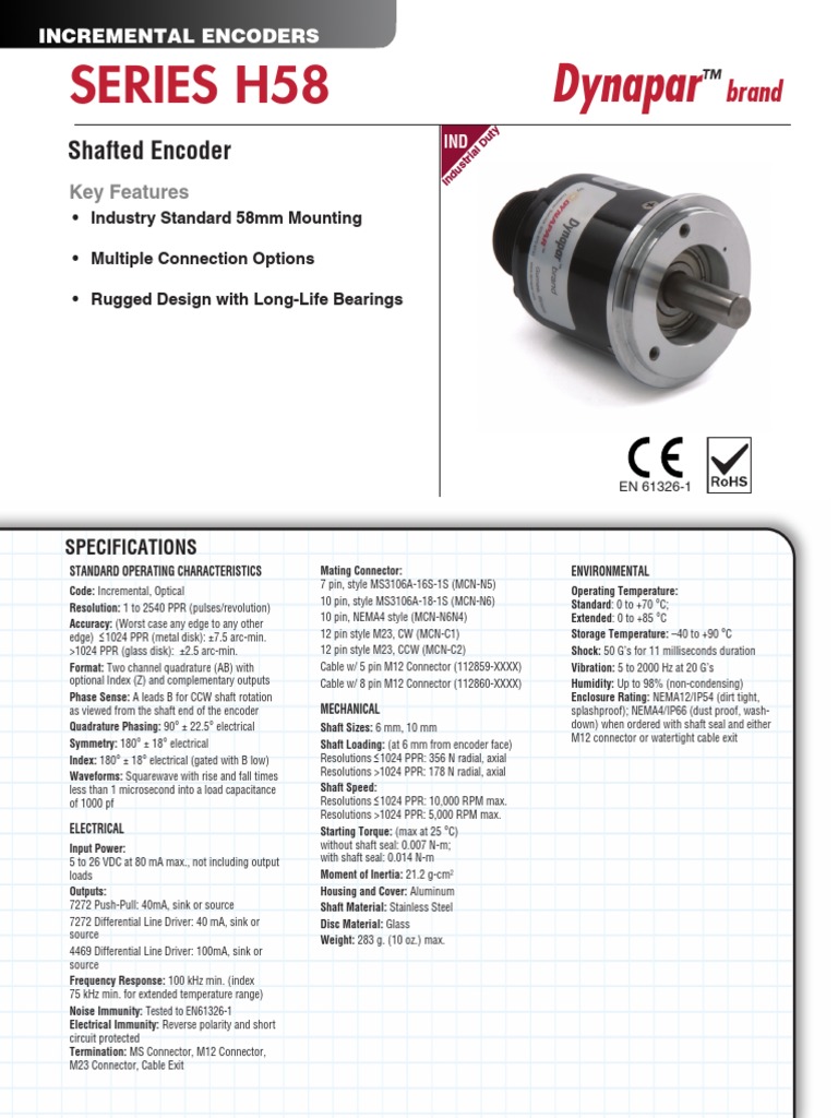 Series H58: Dynapar | PDF | Electrical Connector | Electromagnetism