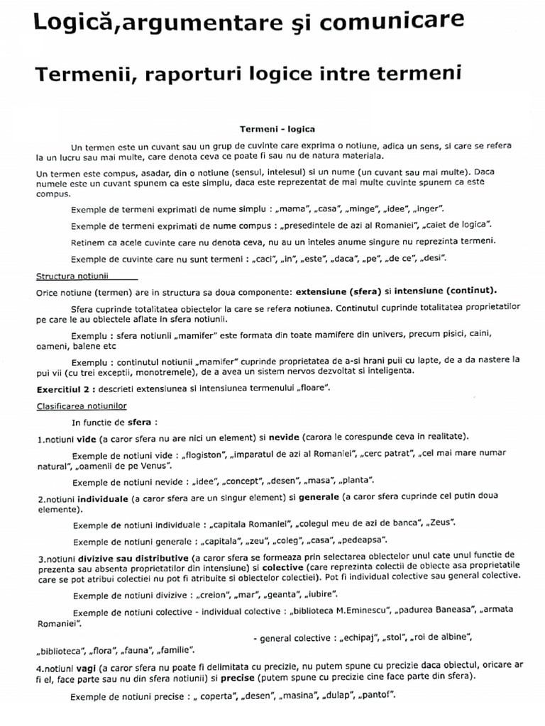 MATERIA LOGICA Termenii. | PDF