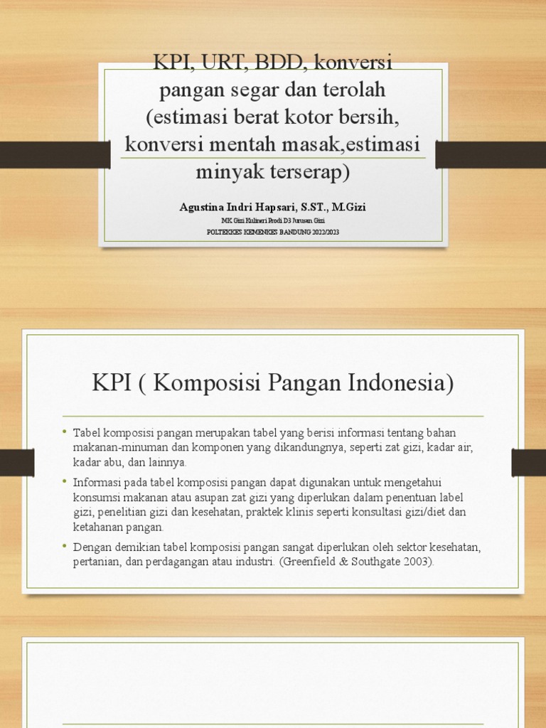TKPI, URT, Konversi Pangan Segar & Terolah | PDF