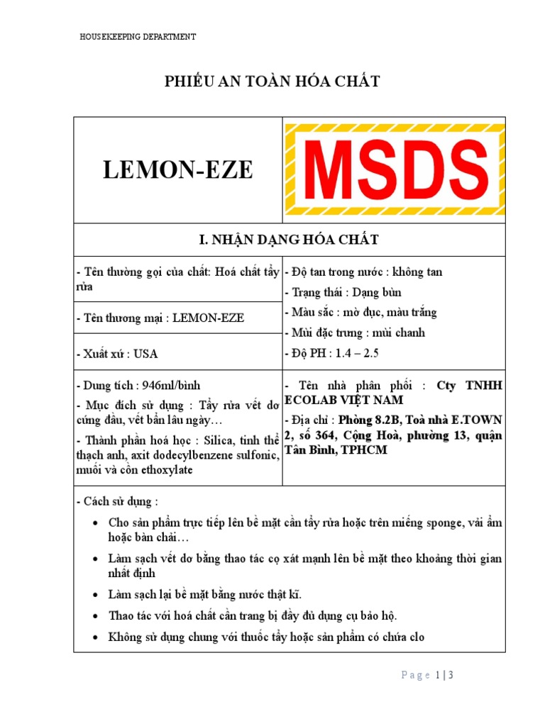 Msds LemonEze | PDF