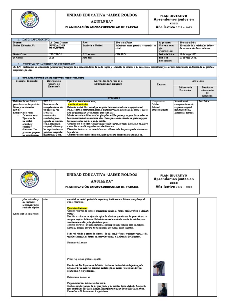 Planificacion Eeff Nivelacion 3ero BGU. | PDF | Corriendo | Evaluación
