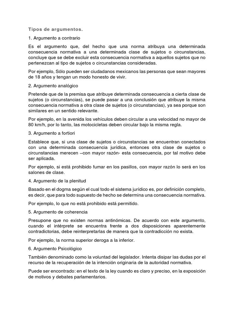 Tipos de Argumentos | PDF | Argumento | Razón