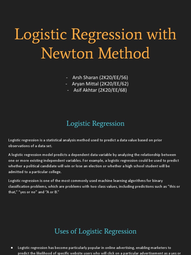 Logistic Regression With Newton Method | PDF | Mathematical Optimization | Logistic Regression