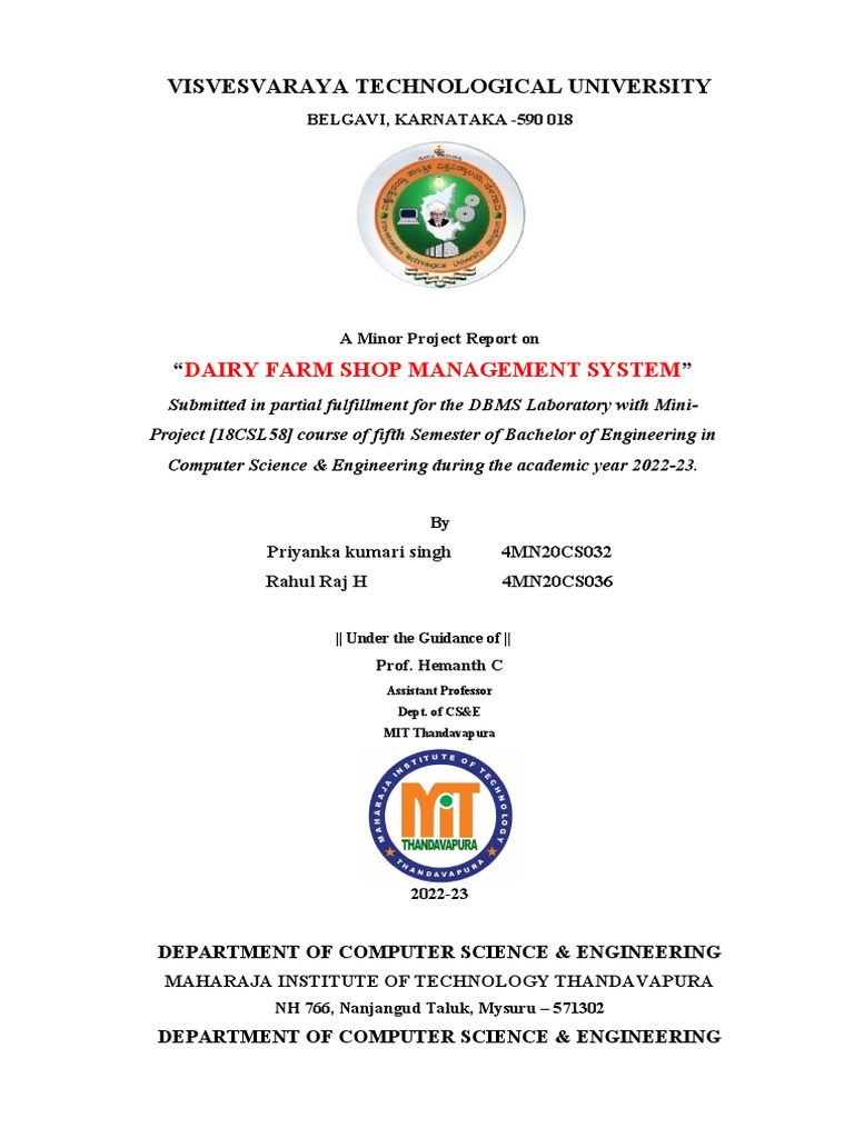 DBMS Mini-Project Report Format | PDF | Sql | Relational Database