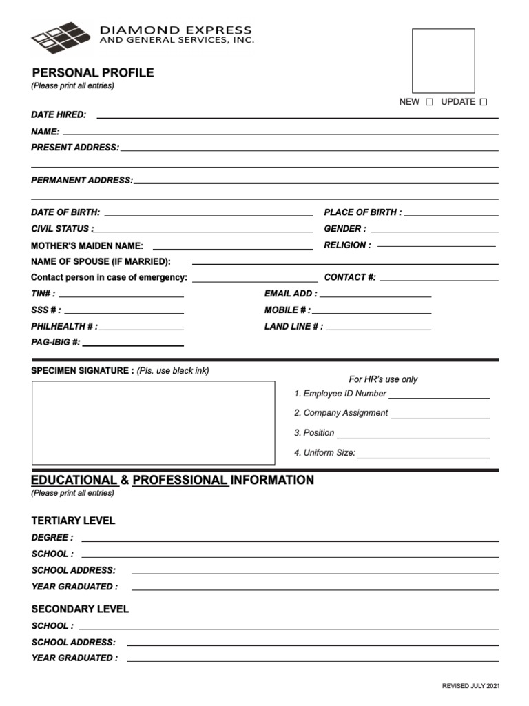 A Comprehensive Profile: Capturing Key Personal and Professional ...