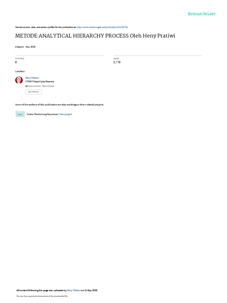 Metode Analytical Hierarchy Process Oleh Heny Pratiwi | PDF | Karier & Perkembangan