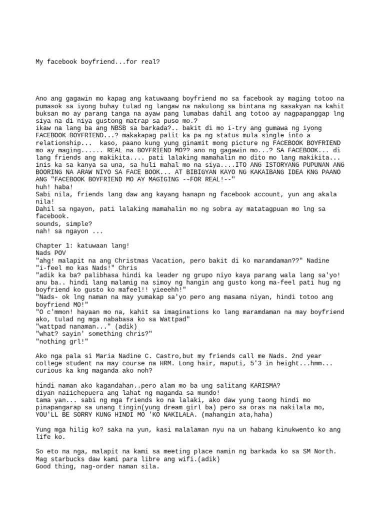 My Facebook Boyfriend For Real | PDF
