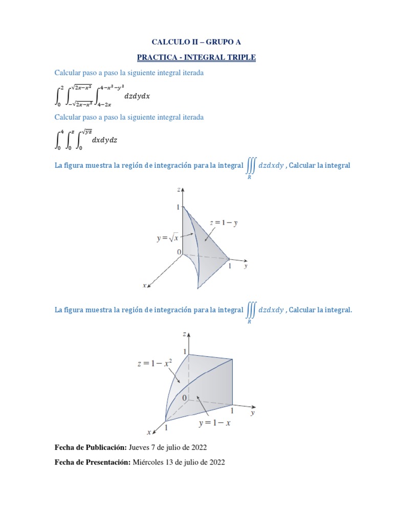 Integral Triple-Practica | PDF | Integral | Álgebra